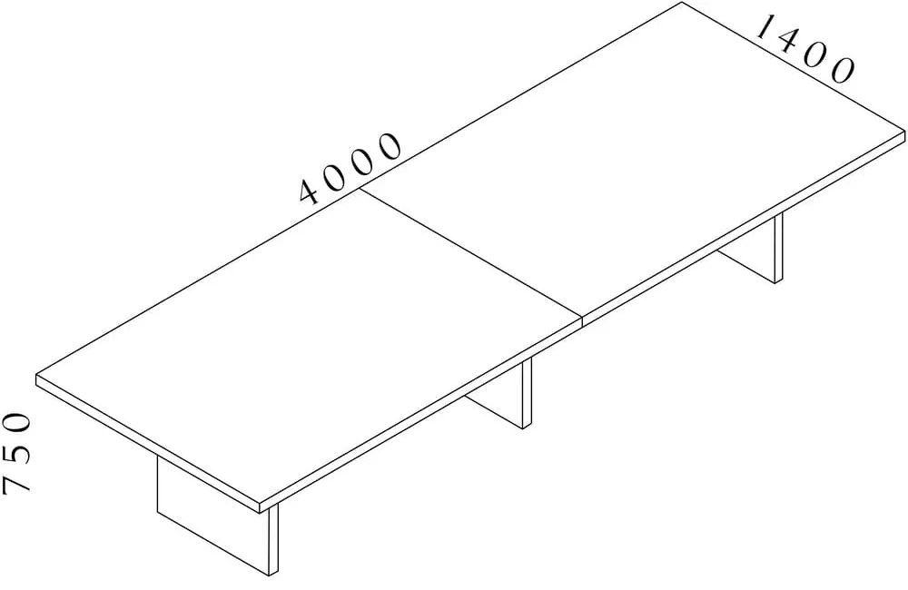 Jednací stůl Lineart 400 x 140 cm, jilm světlý