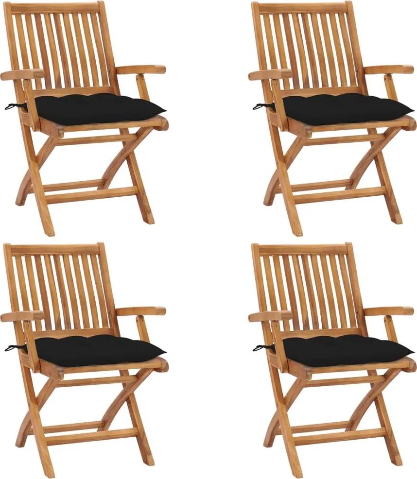 vidaXL Skládací zahradní židle s poduškami 4 ks masivní teak [3072738] Barva: taupe