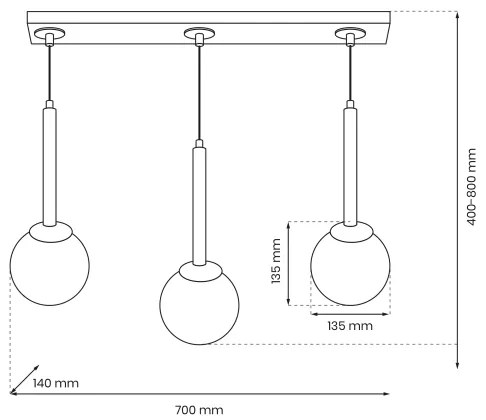 Lustr na lanku PARMA 3xE14/40W/230V černá