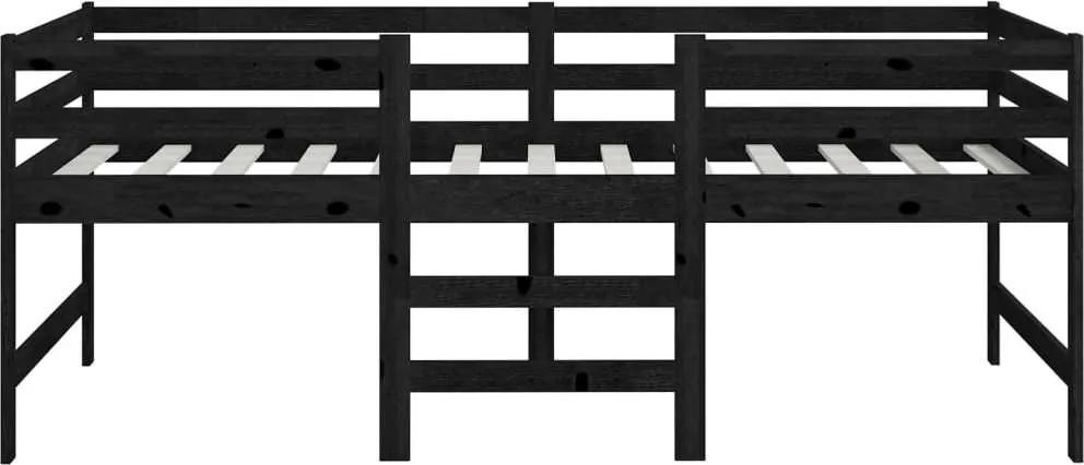 vidaXL Středně vysoká postel masivní borové dřevo 90 x 200 cm [806979] Barva: Černá