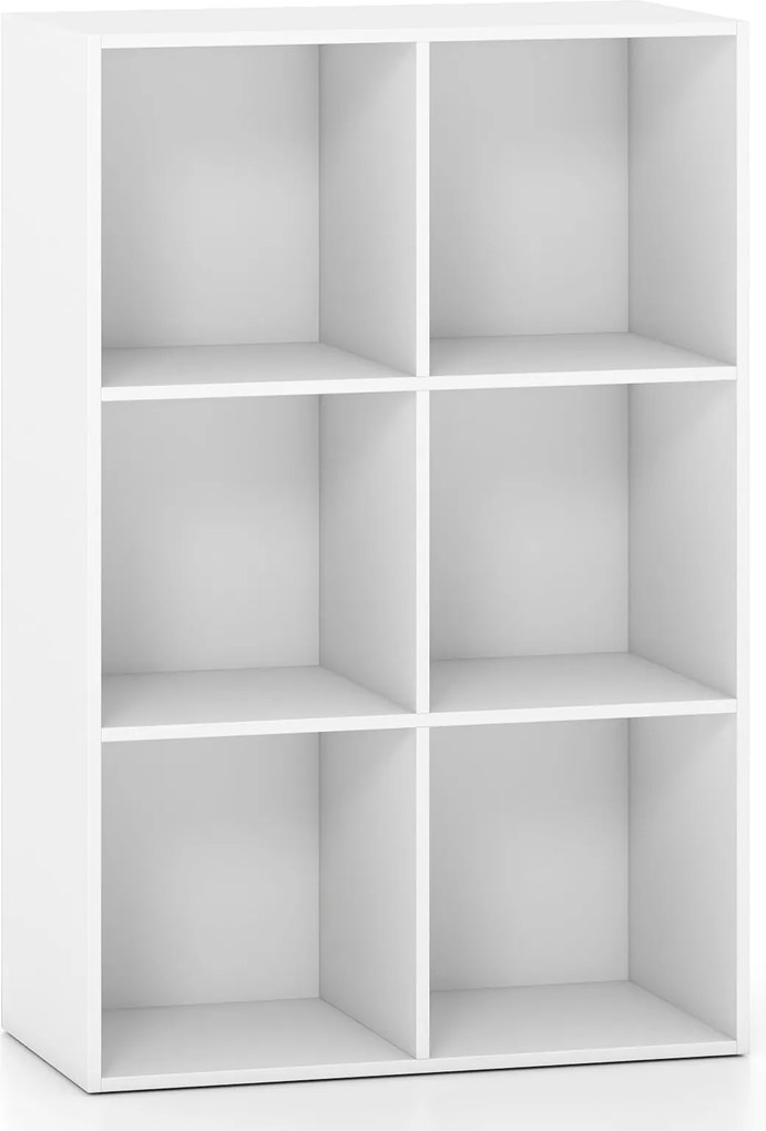 Costway Knihovna se 6 otevřenými přihrádkami, bílá