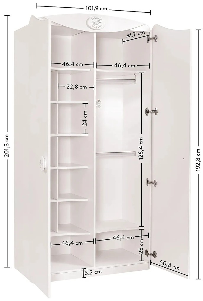 Dvoudvéřová šatní skříň Chloe - bílá