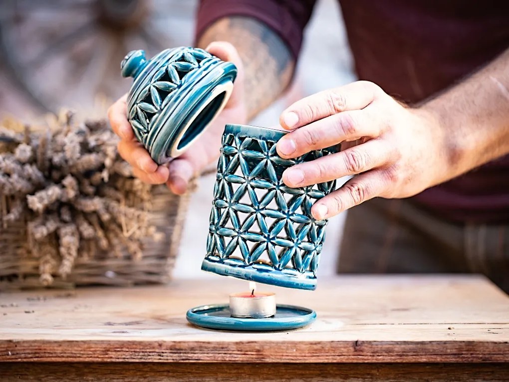 Keramika Vanya Aromalampa  KVĚT ŽIVOTA - patina železo