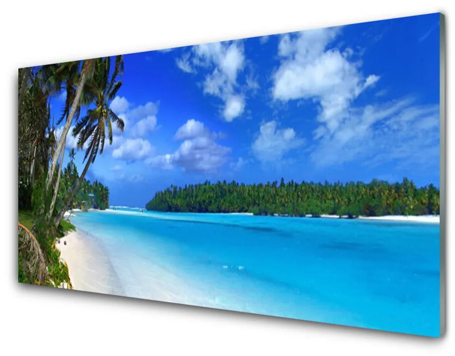 Obraz na skle Pláž Palmy Moře Krajina 120x60 cm