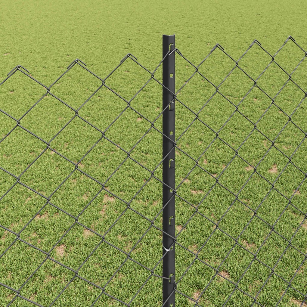 Plot s řetězovým odkazem a sloupkem 10 x 1,5 m Šedá Síťovina 3336271