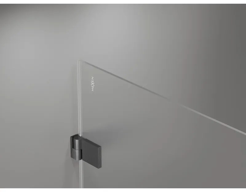 Mexen Lunar-B, výklopný sprchový kout pravý 80 x 80 cm, 8mm čiré sklo, profil grafit broušený, 832-080-080-66-00-P