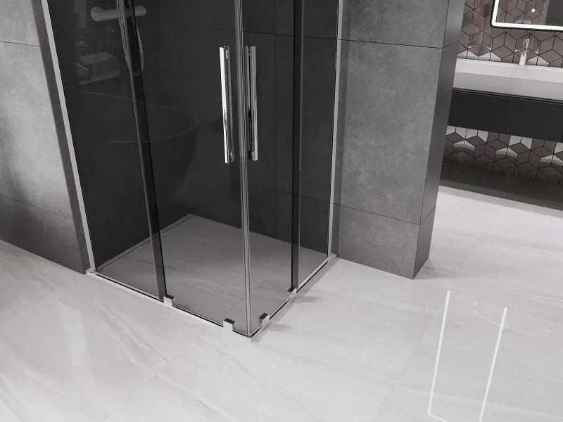 Mexen Velar L Duo, sprchový kout s posuvnými dveřmi 100 x 90 cm, 8mm šedé sklo, chromová, 871-100-090-02-43-01