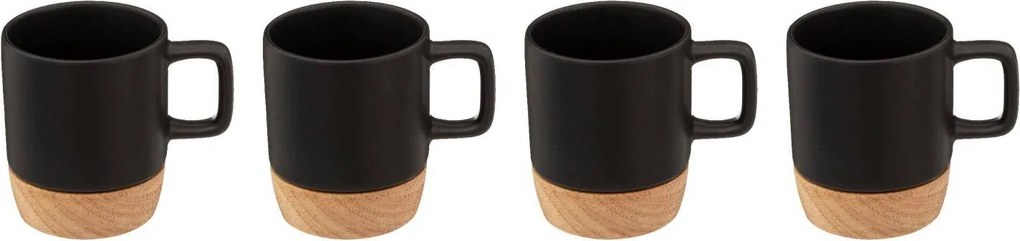Keramické hrnky s bambusovým dnem, 4 kusy x 120 ml