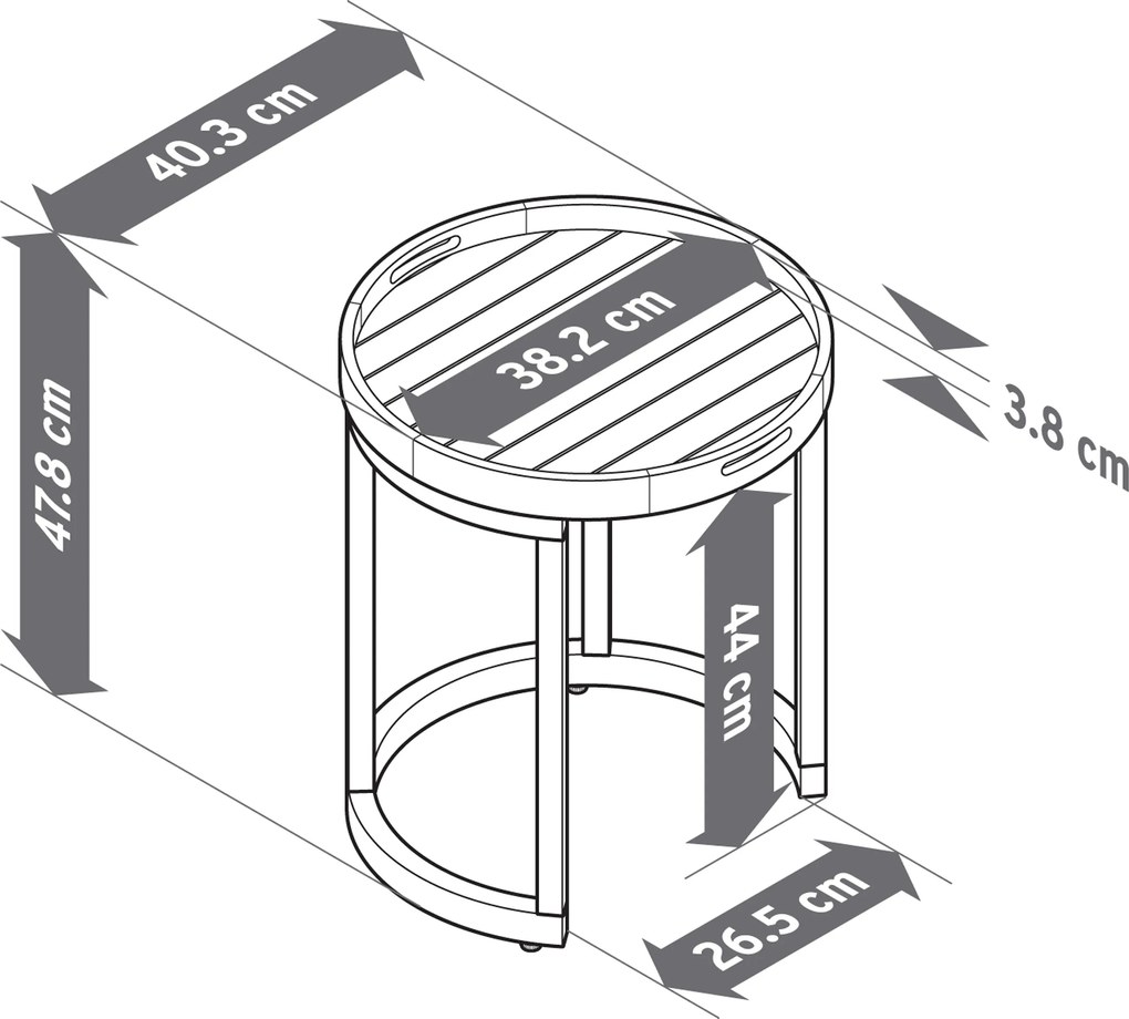 Tchibo - Zahradní odkládací stolky s odnímatelnými podnosy - barva: černá