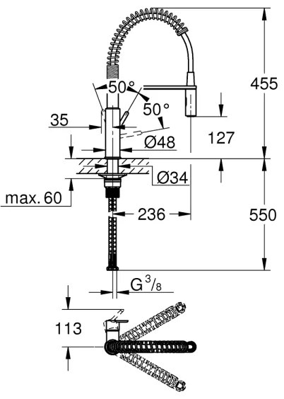 GROHE 30361000 - Dřezová baterie GET 455 mm lesklý chrom
