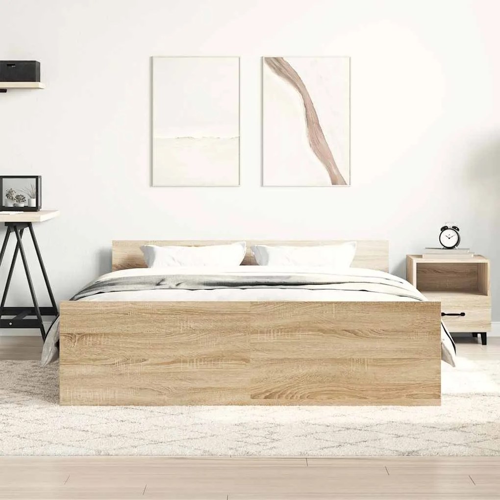Rám postele s hlavovým a nožním čelem dub sonoma 140 x 200 cm 3203749