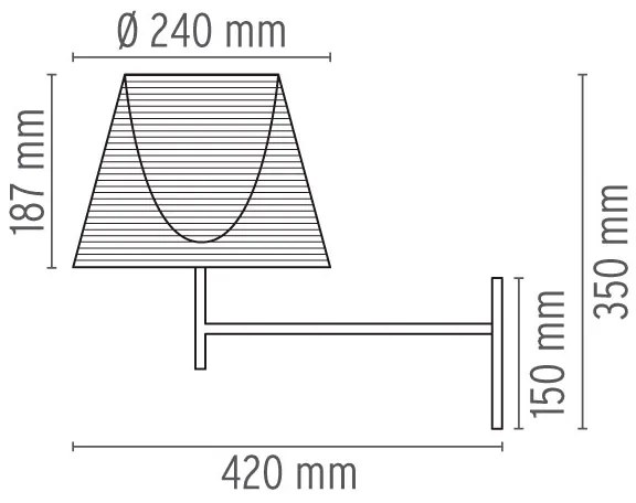 Flos KTribe W, designové nástěnné lampa se stmívačem, 1x70W E27, aluminizovaná bronzová, výška 35cm
