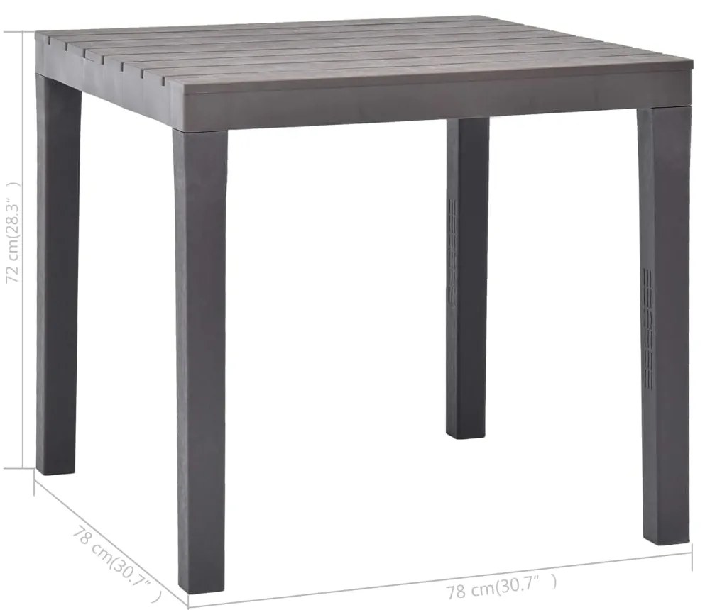 vidaXL Marketos Zahradní stůl 78 x 78 x 72 cm kávový plast