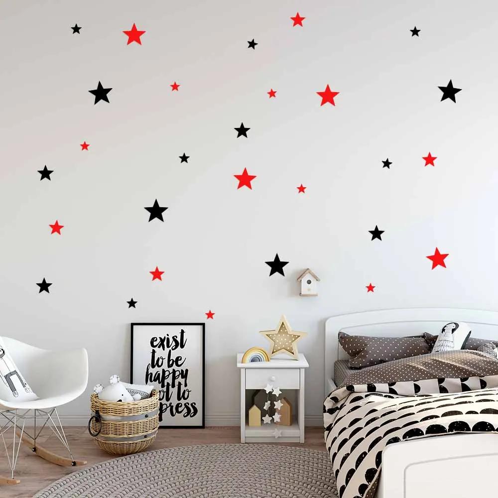 GLIX Dekorace hvězdy - samolepka na zeď Černá a červená 2x 75x30 cm
