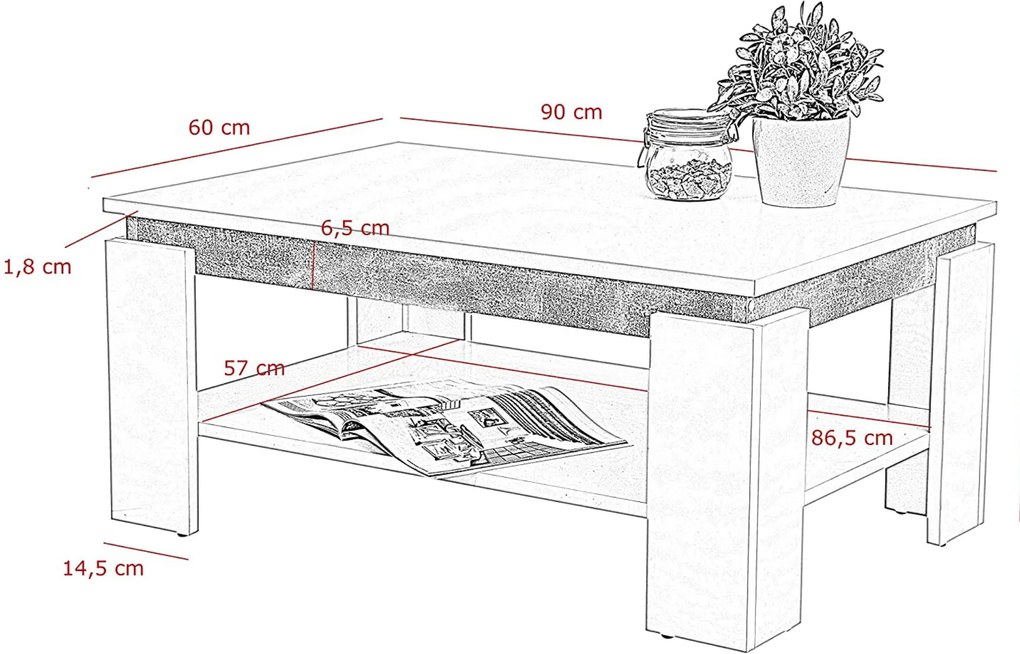 Sconto Konferenční stolek TIM II dub sonoma/bílá