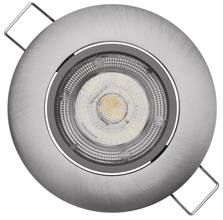 EMOS Stříbrné LED bodové svítidlo 5W s výklopným rámečkem Economy+ Barva světla Teplá bílá