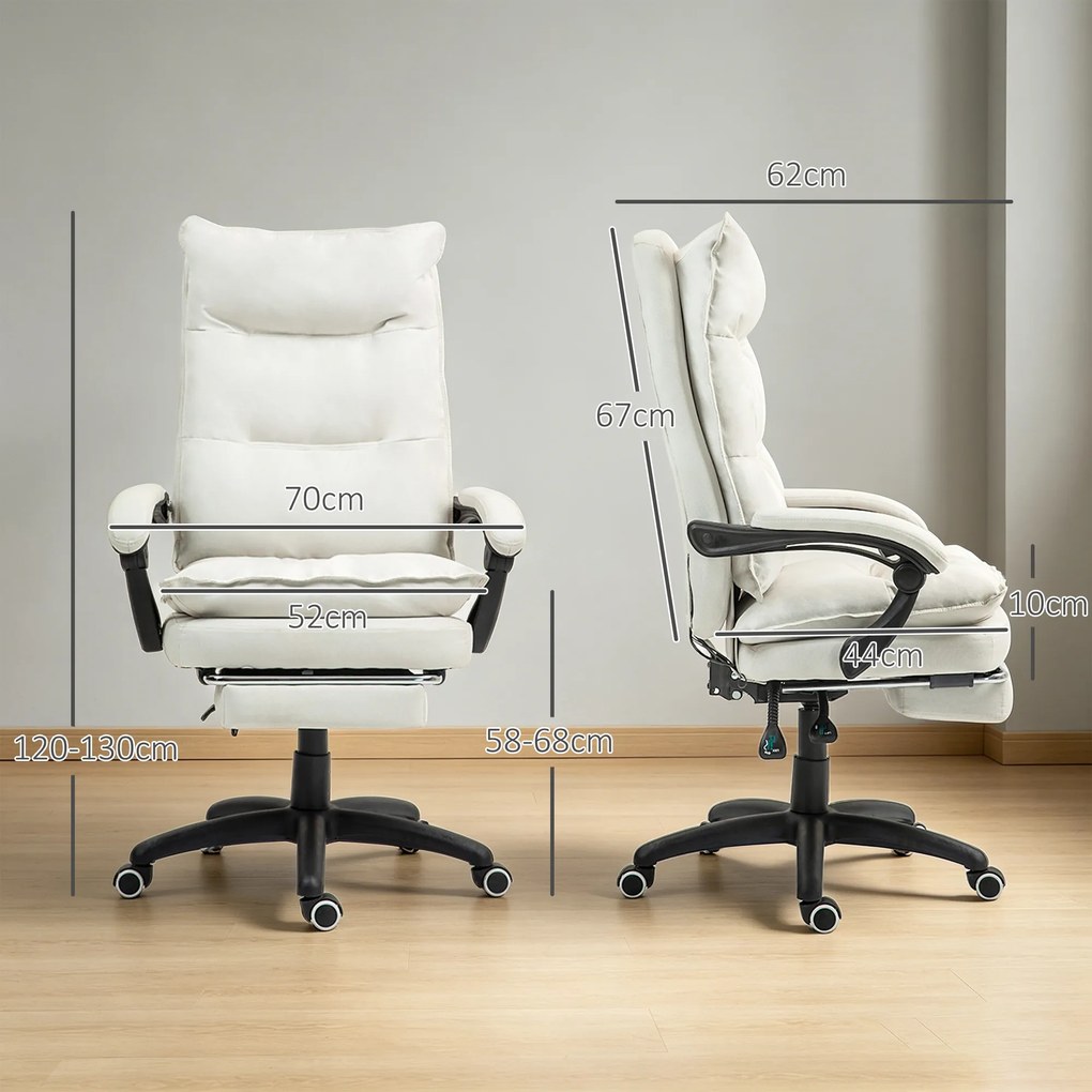 Kancelářská židle Vinsetto s 6bodovou masáží, ergonomická herní židle s funkcí polohování, výškově nastavitelná manažerská židle s podnožkou, nosnost…