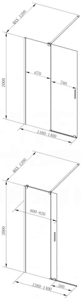 BESCO Walk-in sprchový kout VAYO BARVA rámu - Chrom/Leštěný hliník (ALU), Rozměr A - 140 cm, Rozměr C - 200 cm, Směr zavírání - Univerzální Levé / Pravé, Výplň - Čiré bezpečnostní sklo - 8 mm BCVAYO140CC