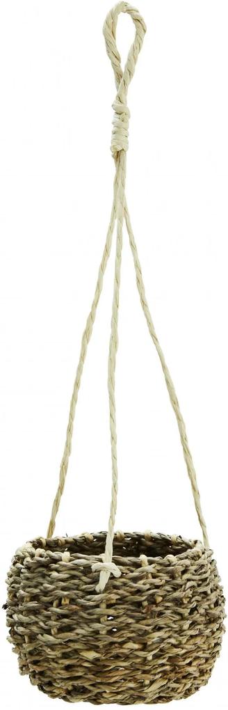 MADAM STOLTZ Závěsný obal na květináč Hanging Basket Seagrass, přírodní barva, proutí