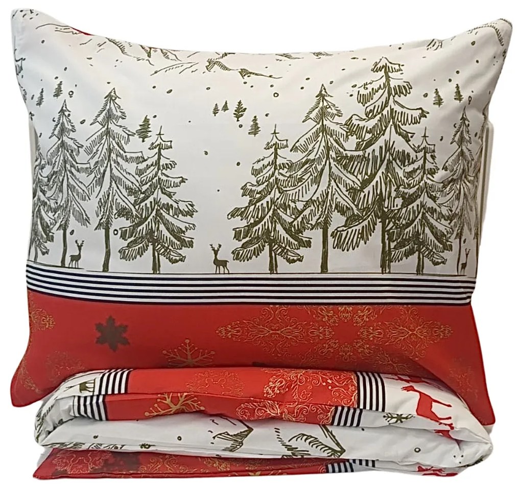 Povlečení bavlněné Vánoční čas TiaHome - 2x Polštář 90x70 cm, 1x Přikrývka 200x220cm