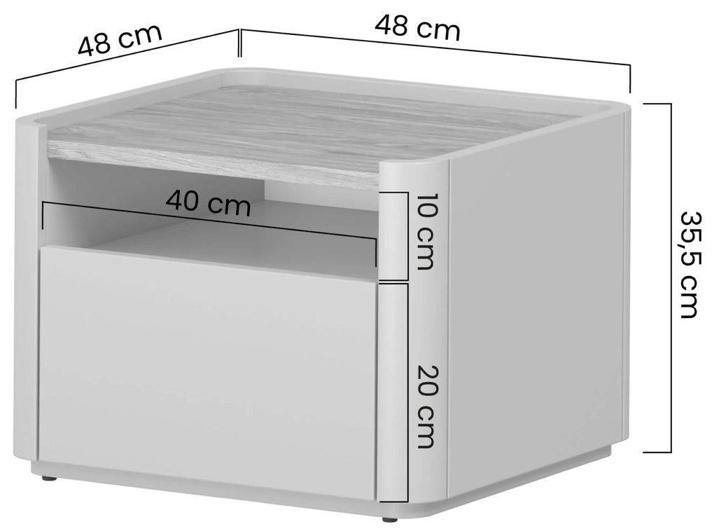 Noční stolek Elivo 50 cm - eukalyptus / dub baltic dune