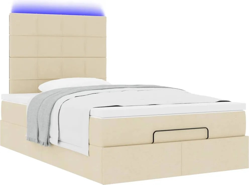 Osmanský rám postele s matrací krémová 120x190cm textil 3313994