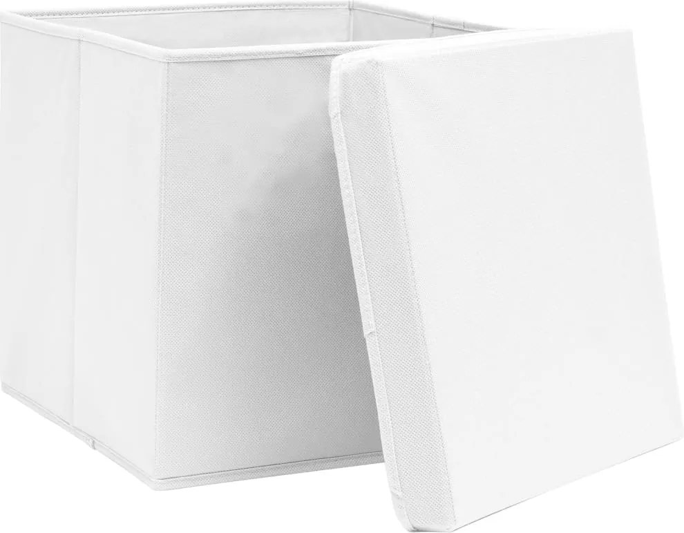 Úložné boxy s víky 4 ks 28 x 28 x 28 cm bílé 325208
