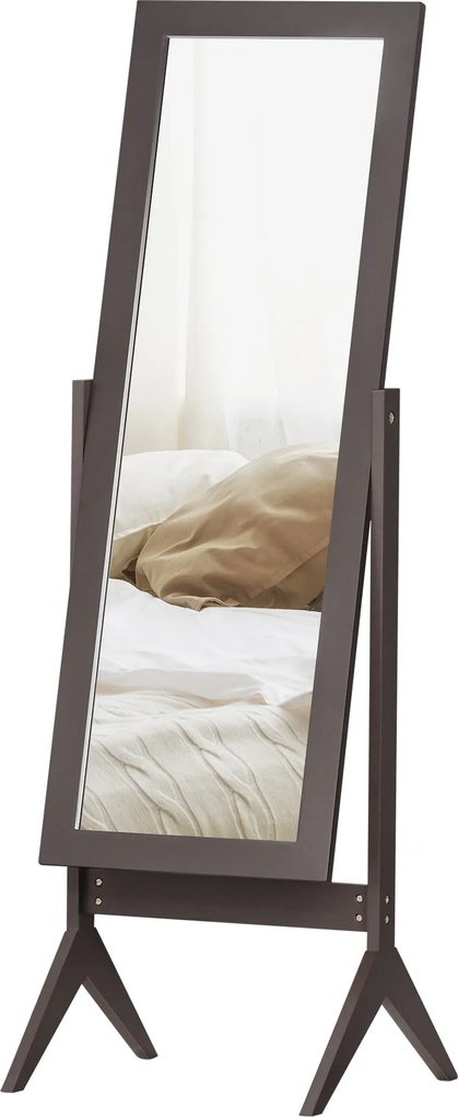 HOMCOM Celoplošné zrcadlo s nohami, zrcadlo pro líčení, MDF Káva 47 x 46 x 148 cm | Aosom