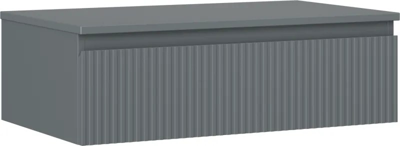 Mexen Rivel, koupelnová skříňka 80 cm s pracovní deskou, 1 zásuvka, drážkovaná, grafitová matná, 91A20-08023-1-BFC66