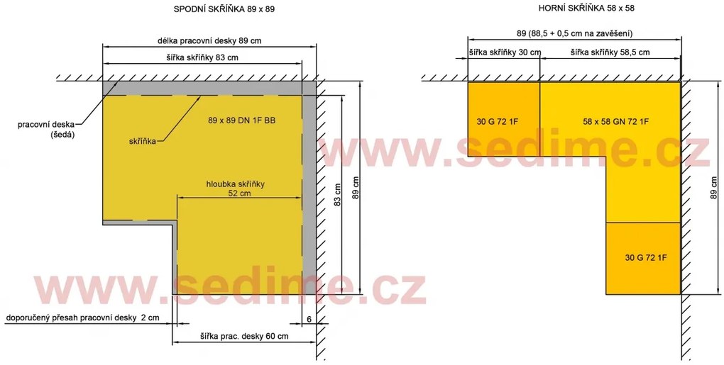 Kuchyňská skříňka Sara sonoma 89x89 DN 1F BB