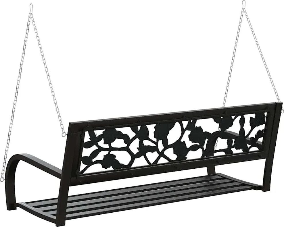Zahradní houpací lavice 125 cm ocel a plast černá 317145