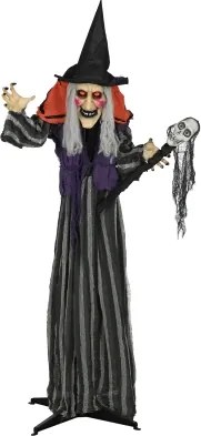 Outsunny 160 cm Halloween dekorace Halloween čarodějnice s LED světly, zvuková funkce, nastavitelné paže, tělo