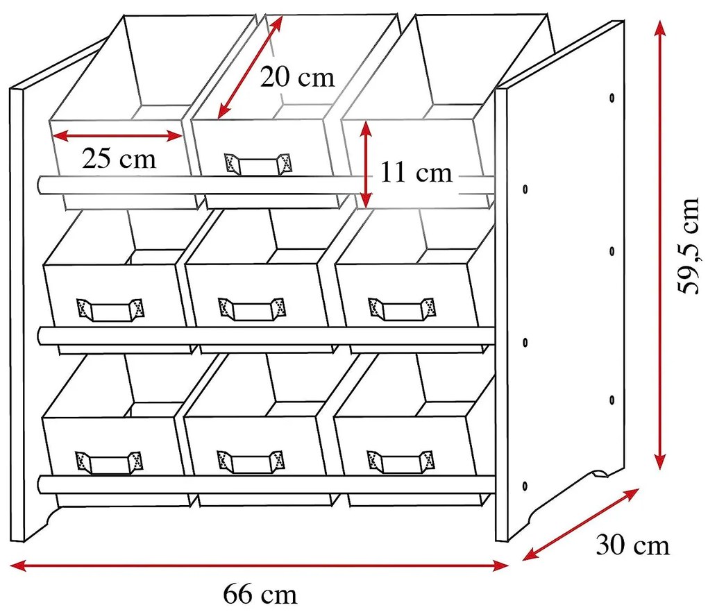 Kesper Dětský regál, organizér na hračky s 9 úložnými boxy, růžovo-šedý