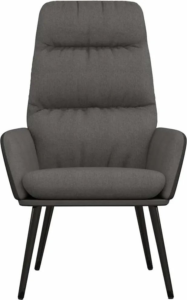 Relaxační křeslo se stoličkou tmavě šedé textil a umělá kůže 3097507