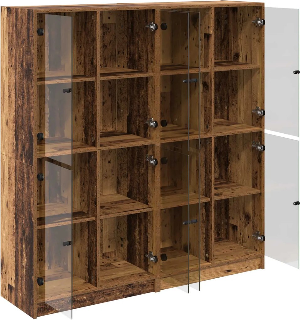 Vysoký bufet 2 ks Staré dřevo 68 x 37 x 142 cm Kompozitní dřevo 3402644