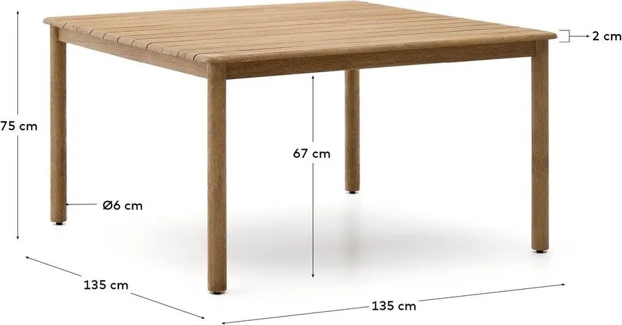 Zahradní jídelní stůl z masivu akácie 135x135 cm Sori – Kave Home