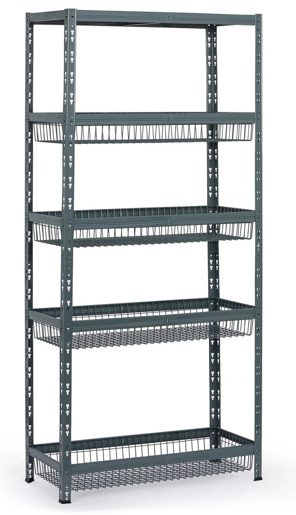 Policový regál s koši, 1954 x 900 x 400 mm, nosnost 175 kg, 1 police + 4 koše