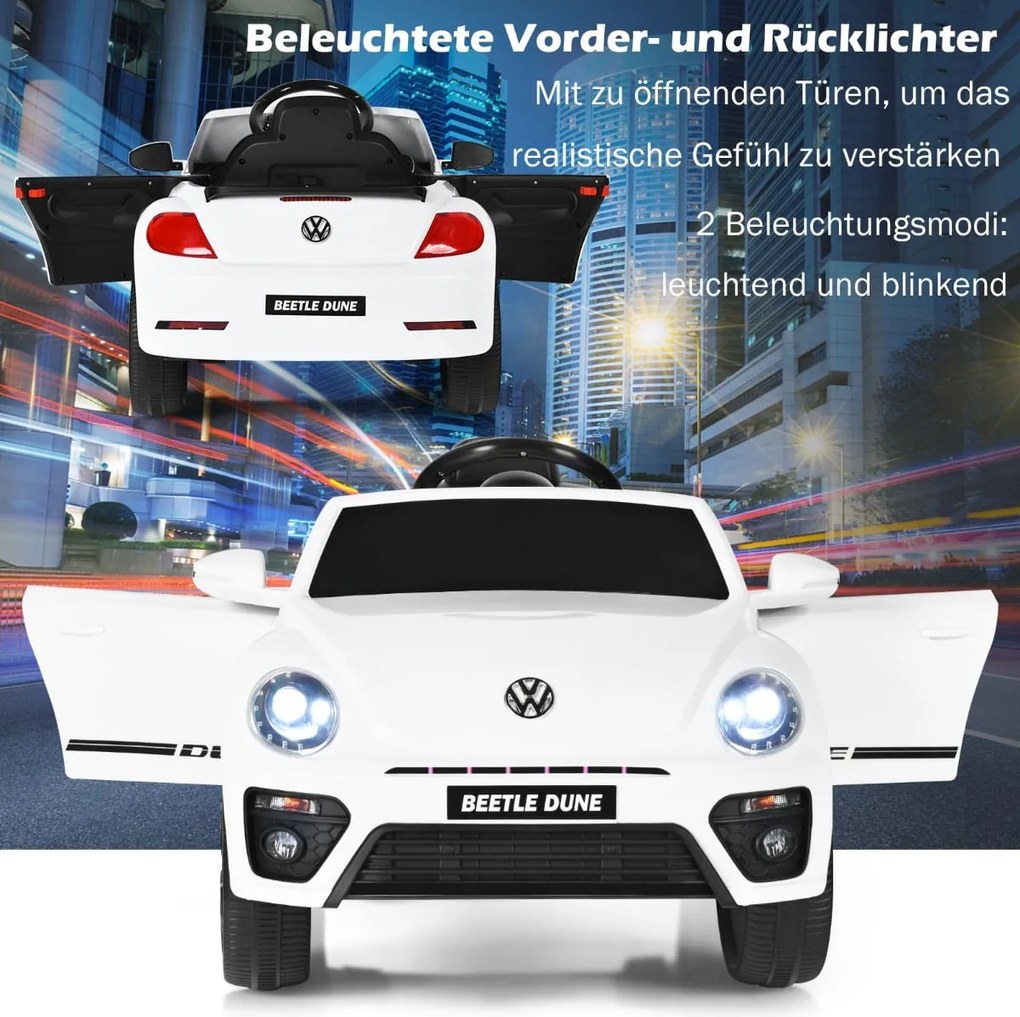 Costway VW Beetle dětské auto s hudbou a 2 režimy osvětlení včetně 2,4 G