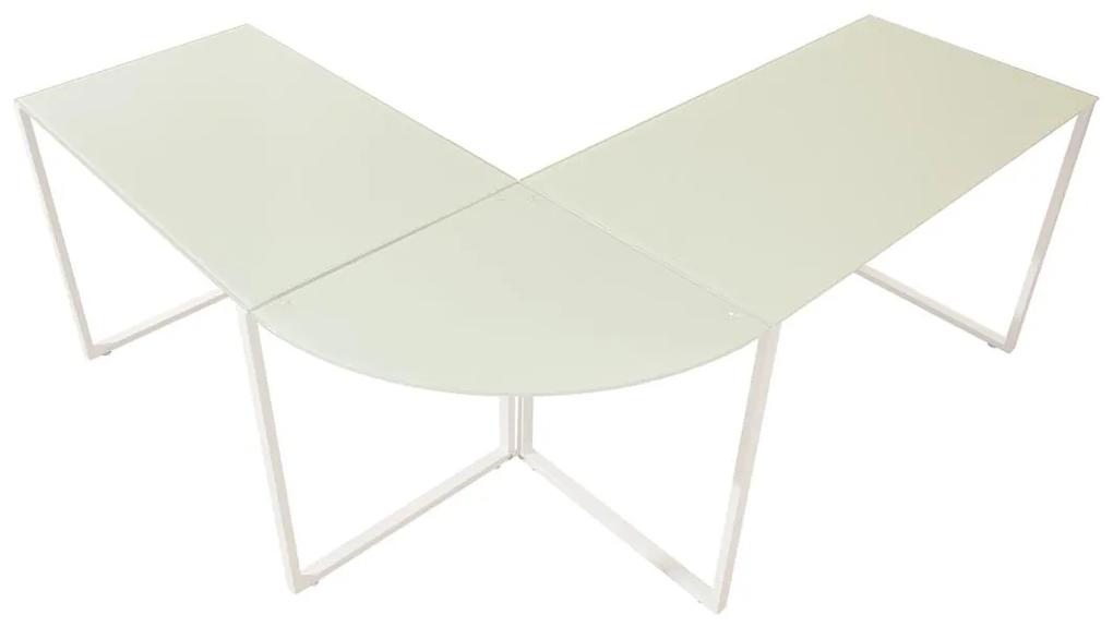 Rohový psací stůl Atelier sklo / bílý