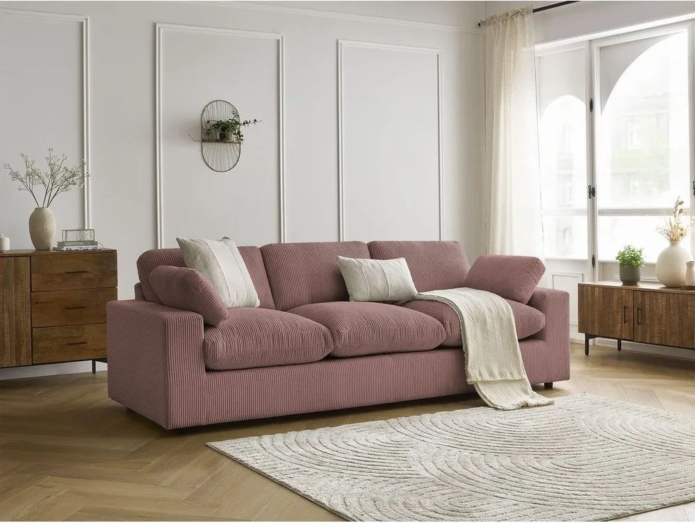 Růžová manšestrová pohovka 250 cm Belair – Bobochic Paris