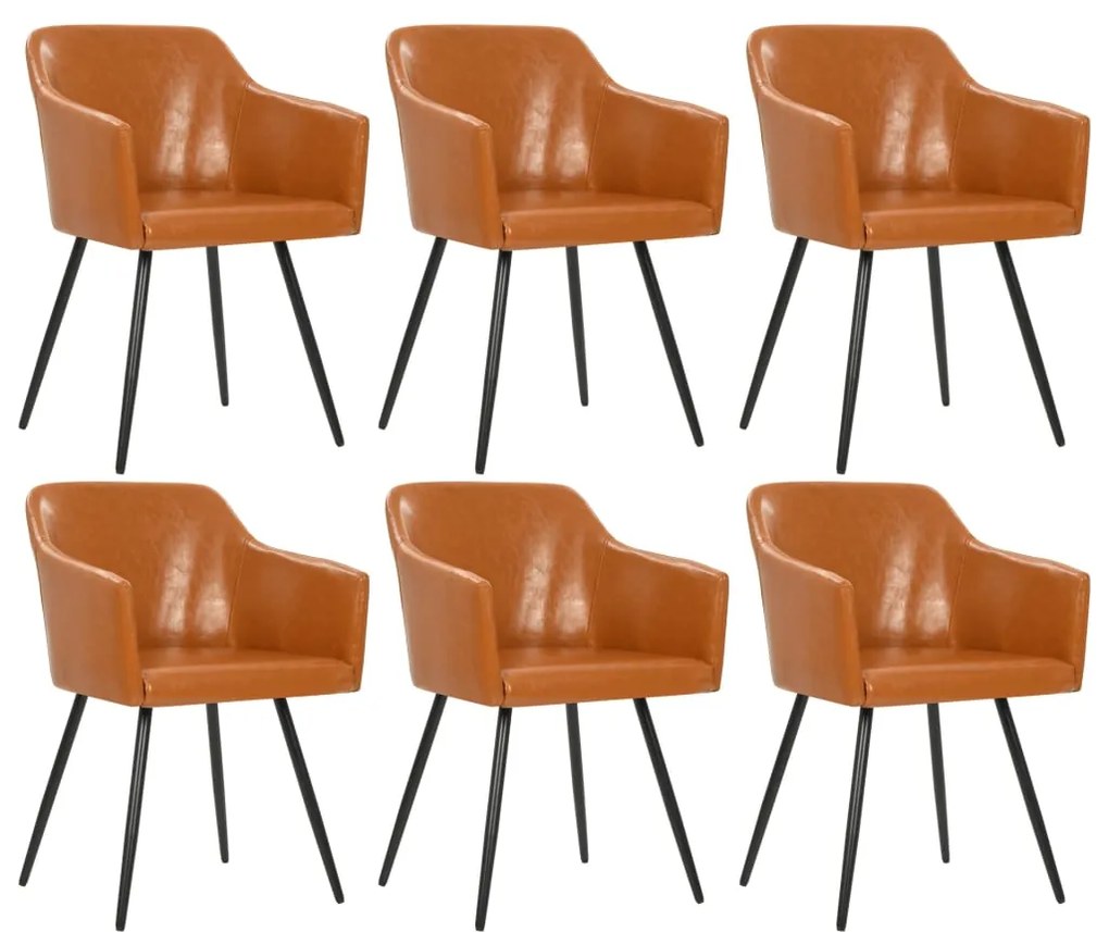 276080 vidaXL Jídelní židle 6 ks hnědé umělá kůže