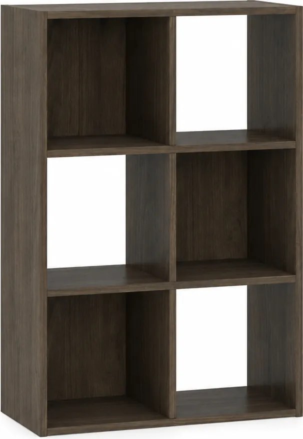 Regál Sinde 2x3, tmavý ořech