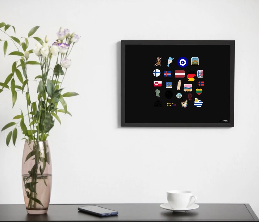 Toptabule.sk  Černá tabule na magnetky v černém dřevěném rámu 90x60 cm