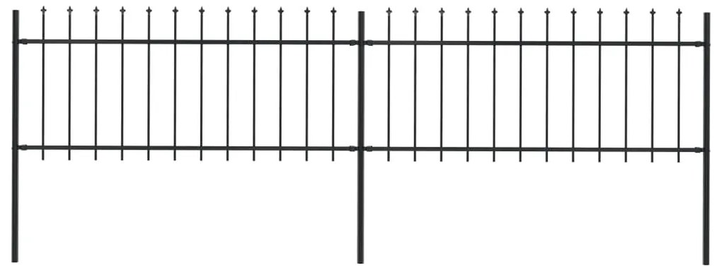 Zahradní plot s kopím nahoře ocelový 359 x 80 cm černý