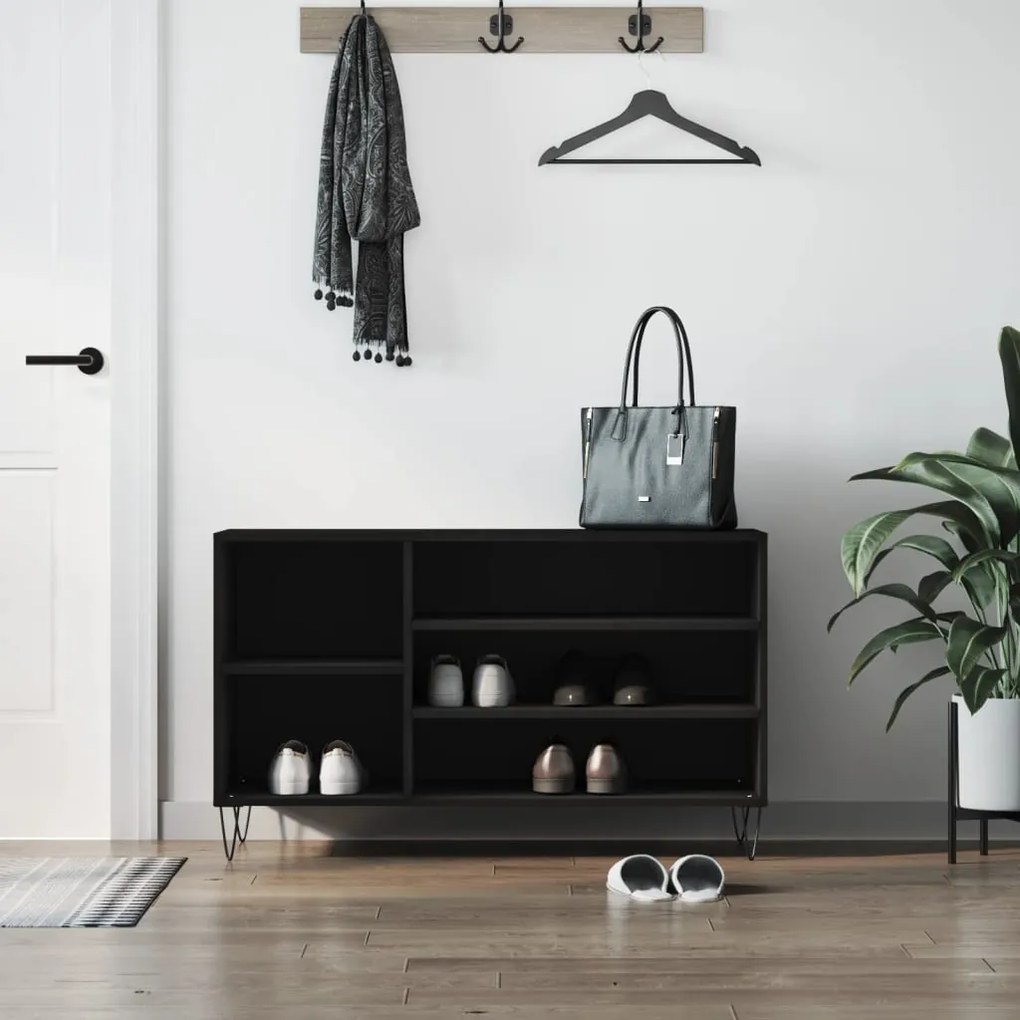 Botník Černý 102X36X60 Cm Kompozitní Dřevo - Kouřový dub