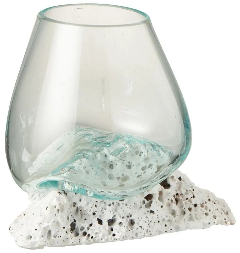 Skleněná váza vsazená na lávový kámen Lava M - 17*12,5*13,5 cm