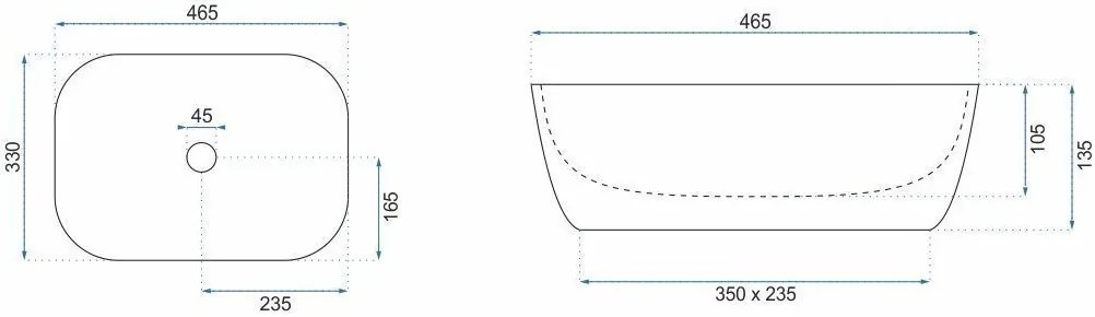 Keramické umyvadlo na desku REA Belinda 46,5x33 cm sandy