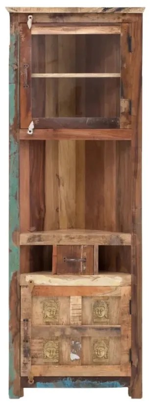 furniture-nabytek.cz - Masivní rohová vysoká skříň Samira z recyklovaného dřeva, lakovaná, hnědá – 65×30×185 cm