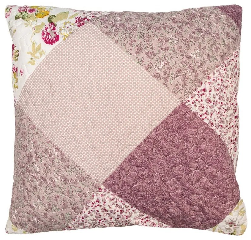 Fialový povlak na polštář s květy Patchwork - 50*50 cm