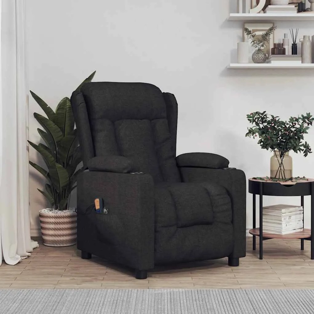 Elektrické masážní křeslo černé textil 3098791